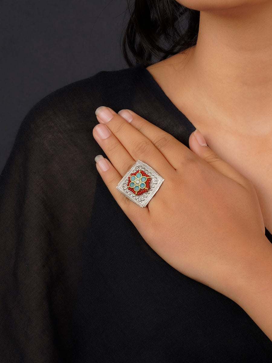 EK-SFRNG142F - Firoza Color Tribal Ring – Mortantra