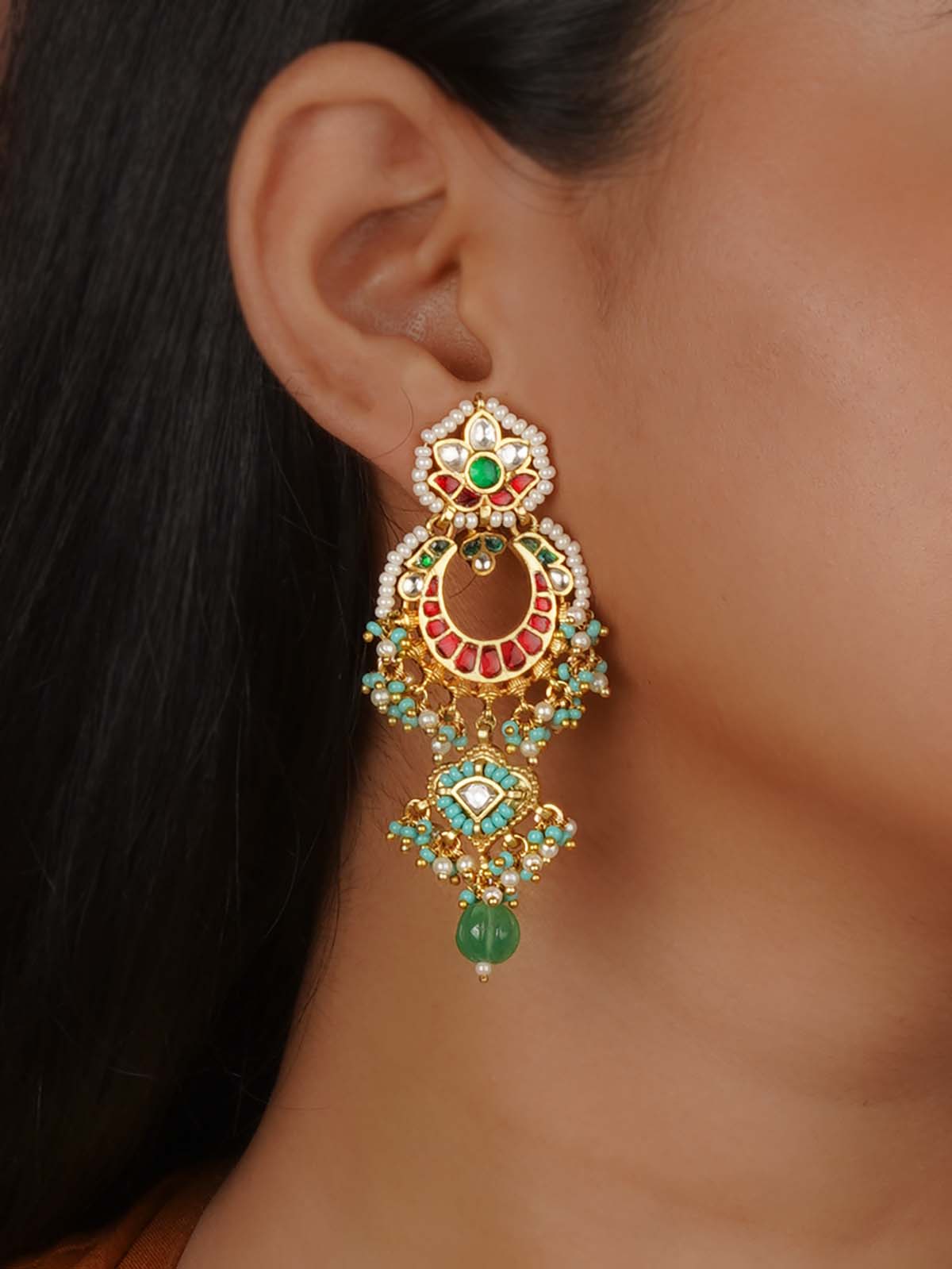 Gold Plated Mishr Earrings - MR-E328 – Mortantra