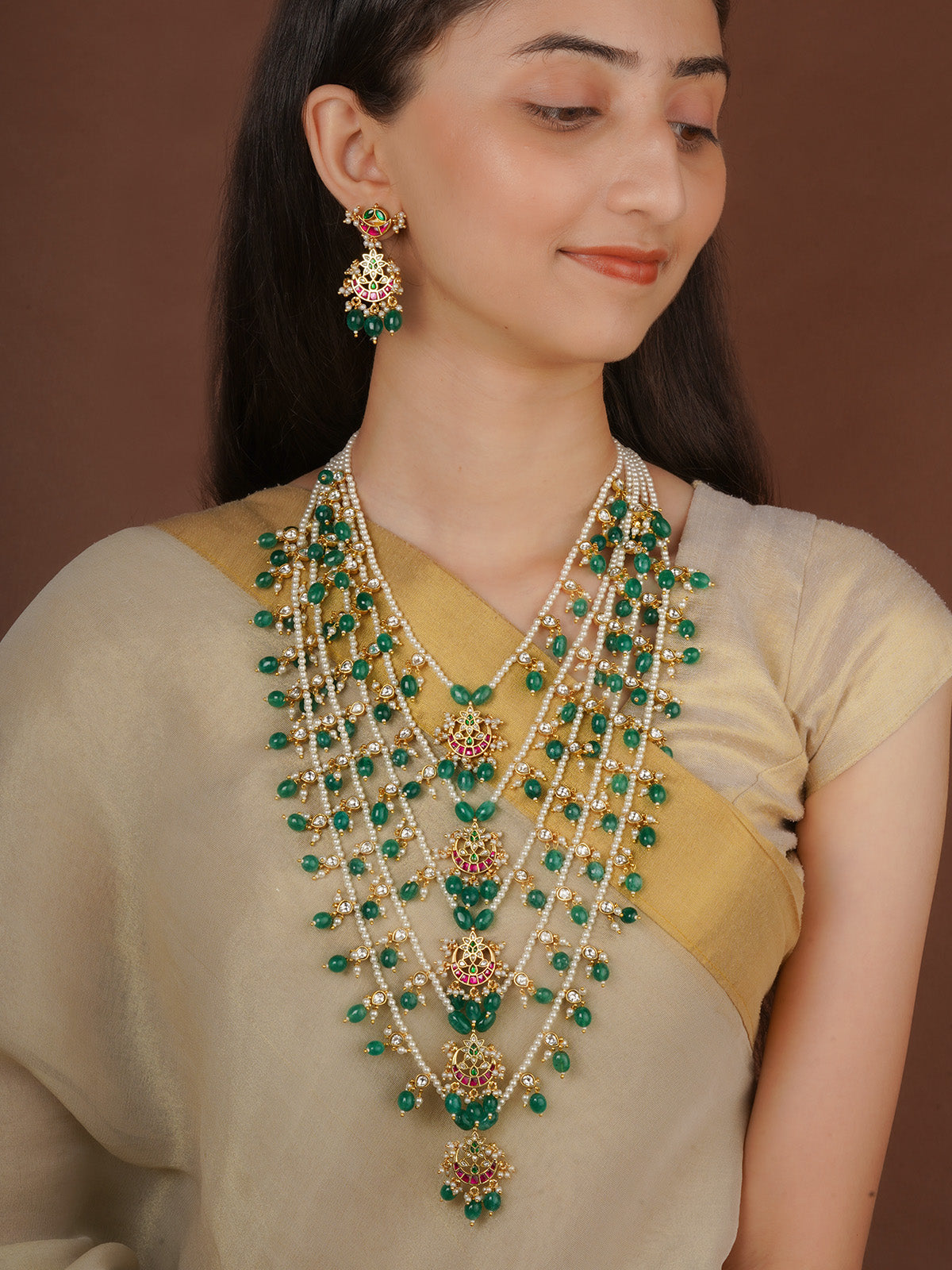 Multicolor Gold Plated Mishr Necklace Set - MR-S733M – Mortantra