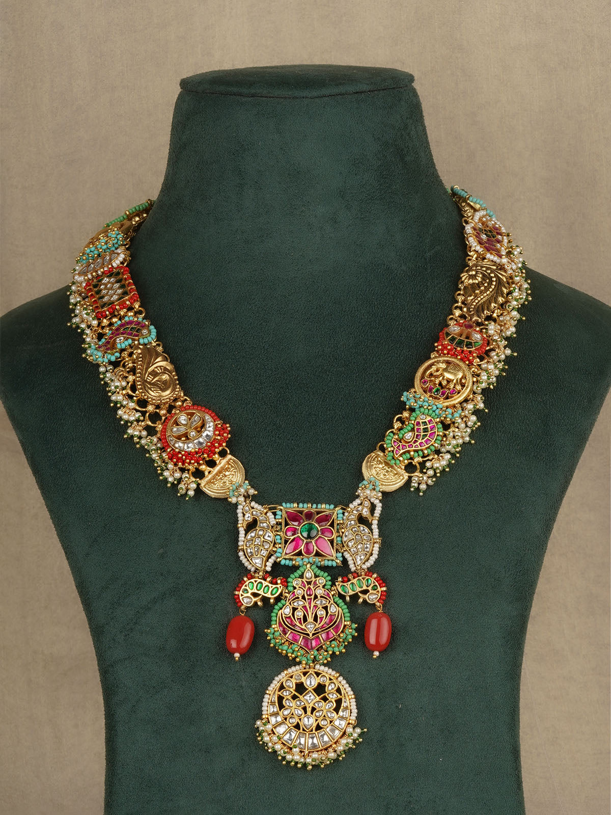 Multicolor Gold Plated Mishr Necklace Set - MR-S829M – Mortantra