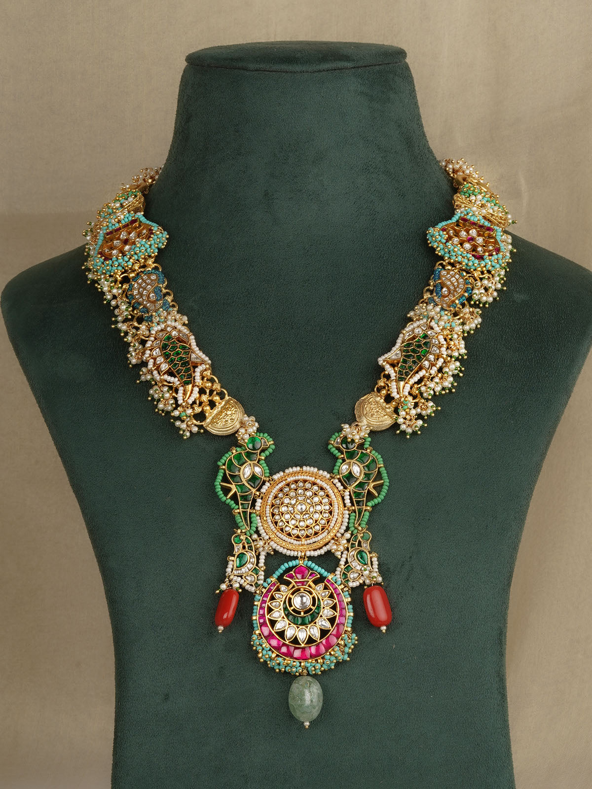 Multicolor Gold Plated Mishr Necklace Set - MR-S834MA – Mortantra