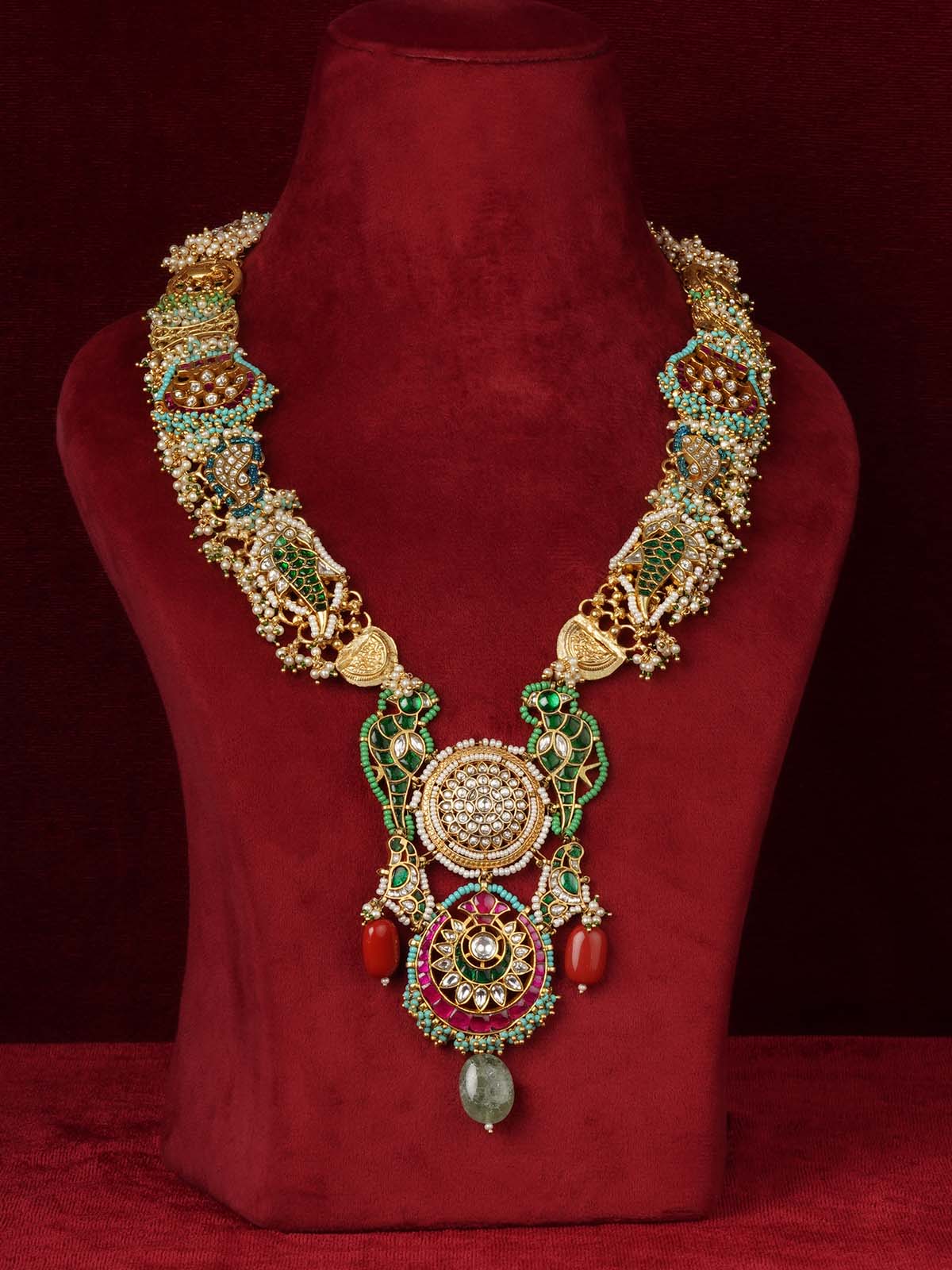 Multicolor Gold Plated Mishr Necklace Set - MR-S834MB – Mortantra