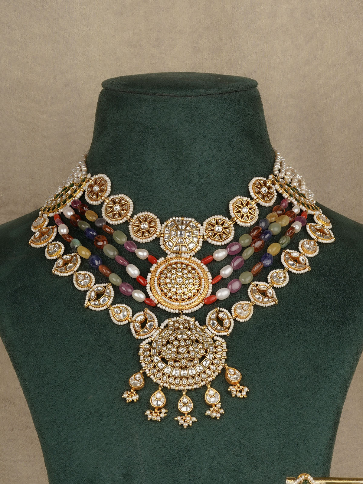 Multicolor Gold Plated Mishr Necklace Set - MR-S861M – Mortantra