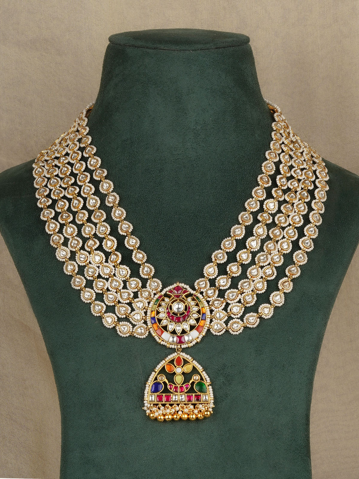 Navratna Gold Plated Mishr Necklace Set - MR-S913N – Mortantra