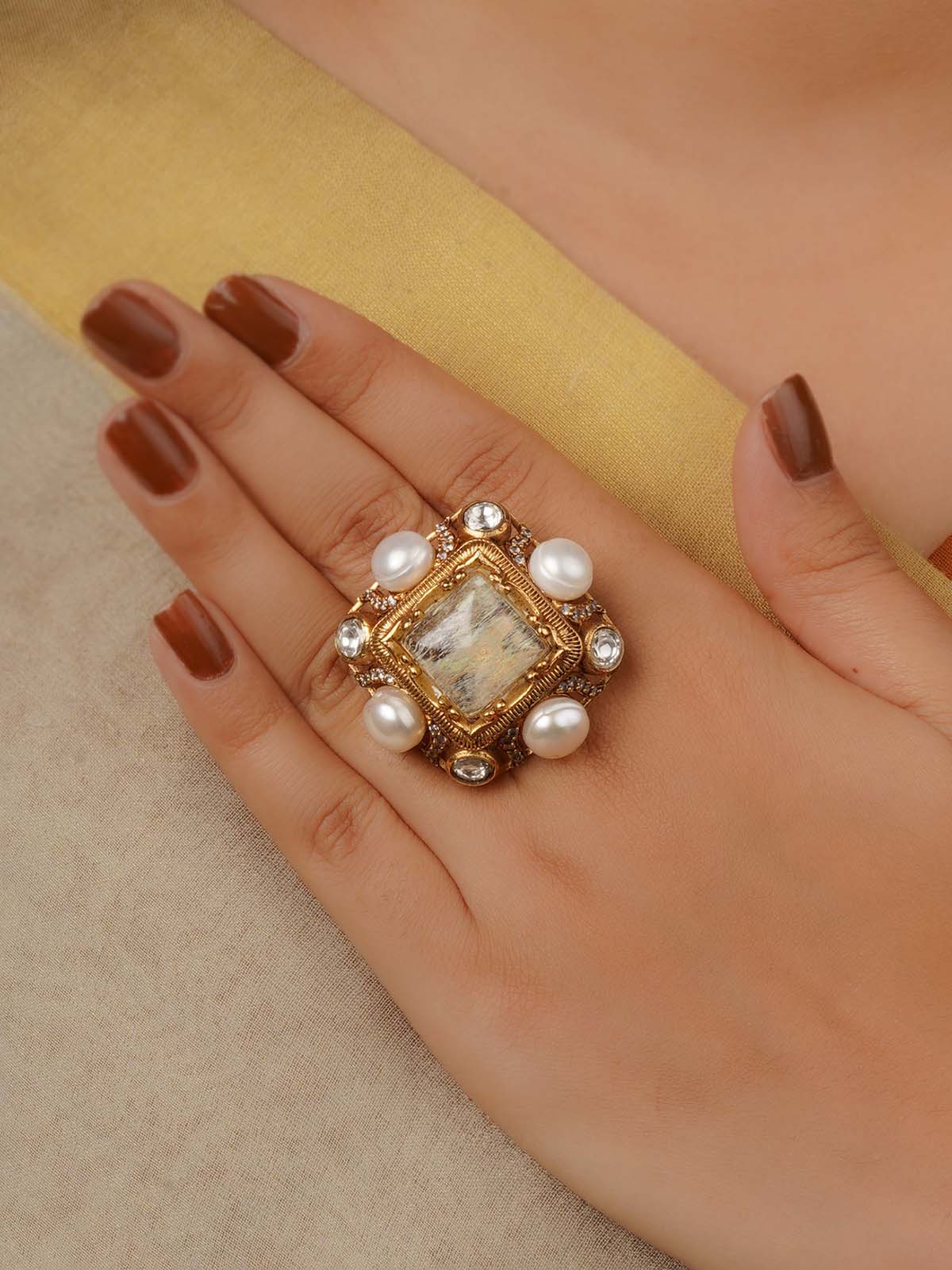 Gold Plated Navratna Ring - NR-RNG3 – Mortantra