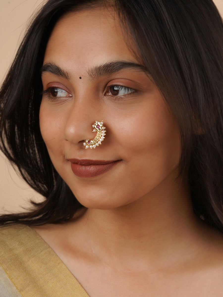 TMPNTH39P - Pink Color Gold Plated Temple Nosering – Mortantra