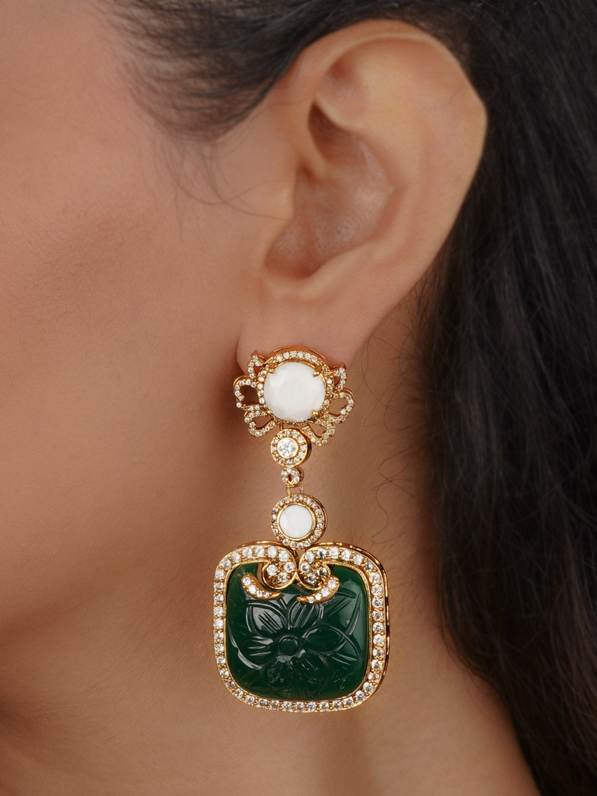 Green Color Victorian Earrings - VC-EAR5GR – Mortantra
